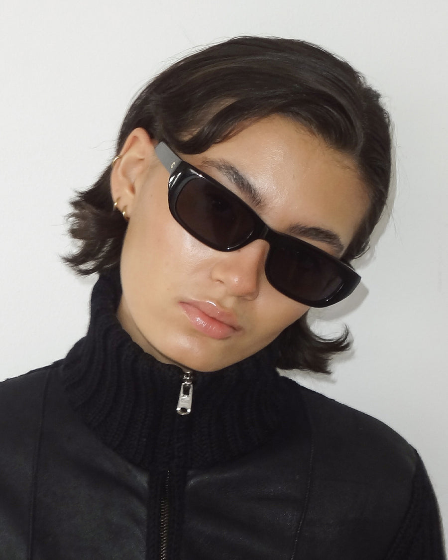 Marcel Black Black - Slim Rectangular Sunglasses by Corlin – corlineyewear